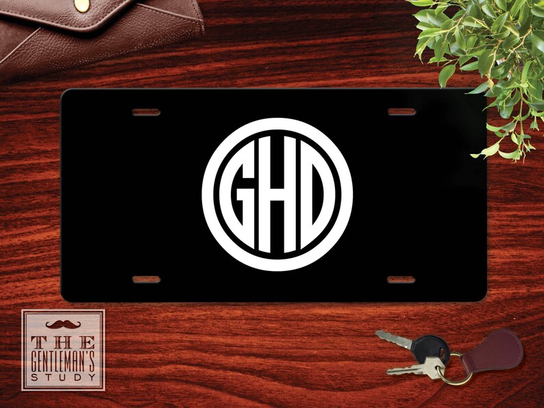 Circle Monogram License Plate Personalized Car Tag Front - Etsy