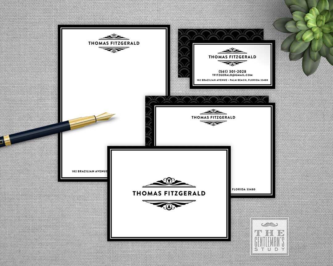 Gatsby Stationery Bundle Art Deco Notepad, Flat Notecards, Folded ...