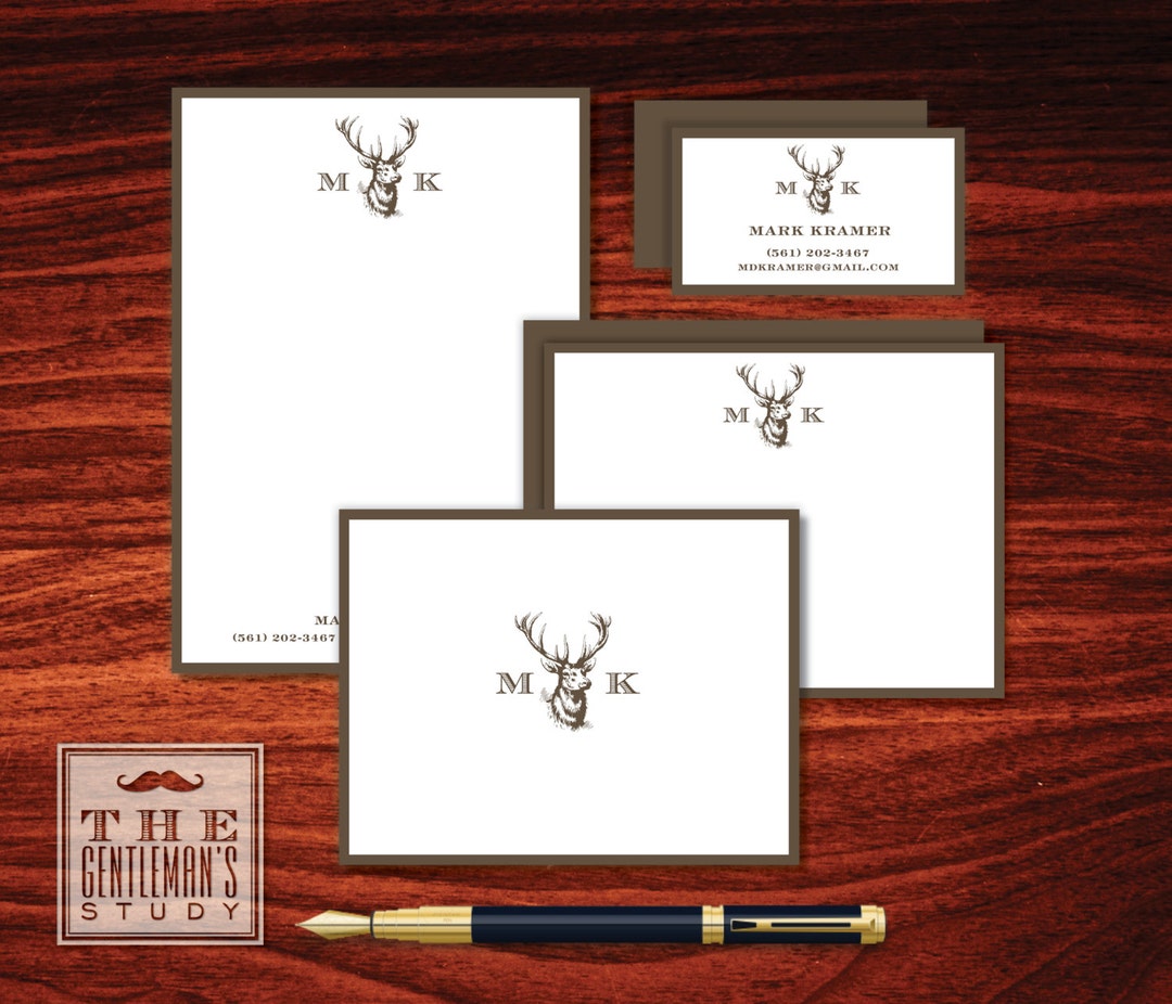 Buck Head Big Bundle Deer Head Stationery Set Notepad, Flat Notecards ...