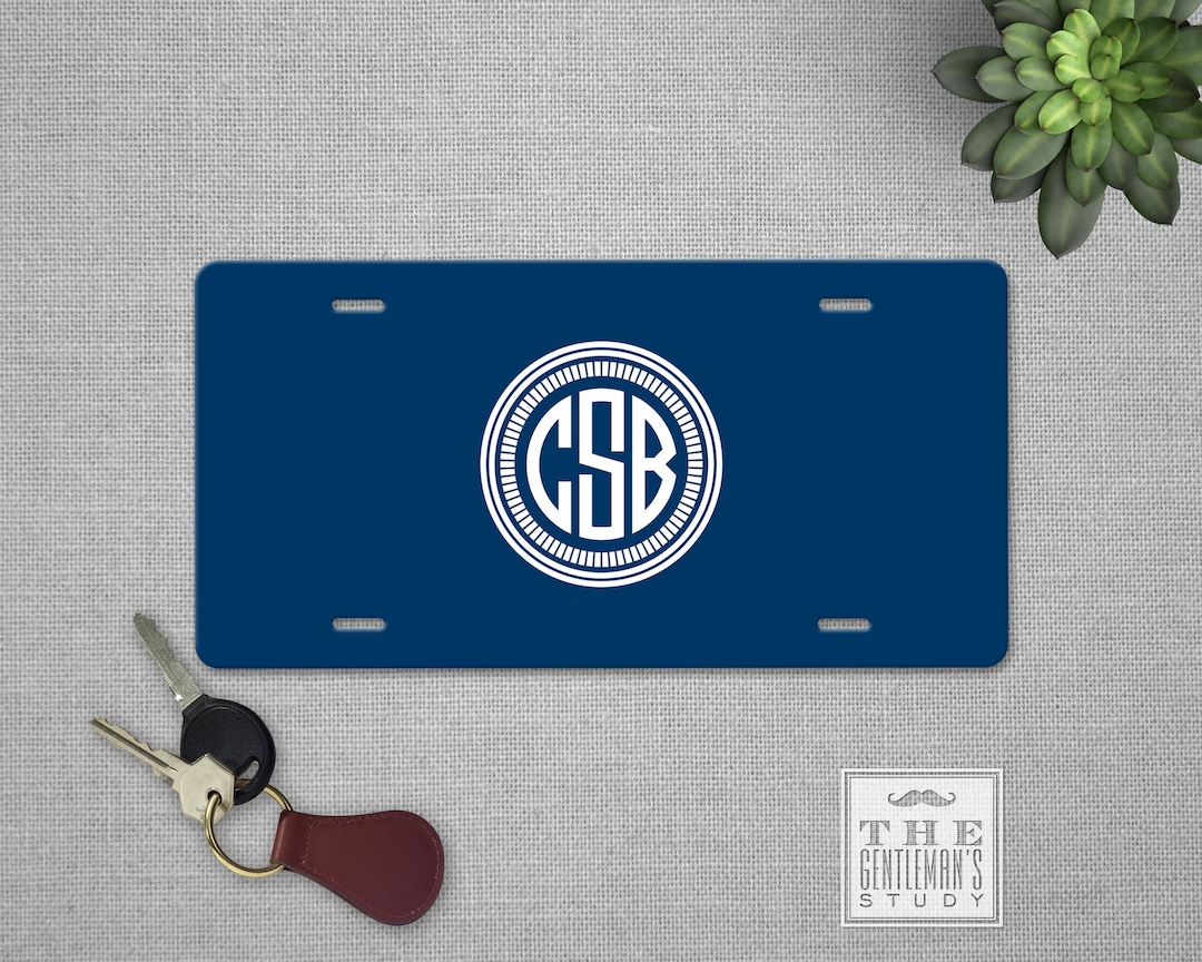 Camden Circle Monogram License Plate – Personalized Car Tag - Etsy