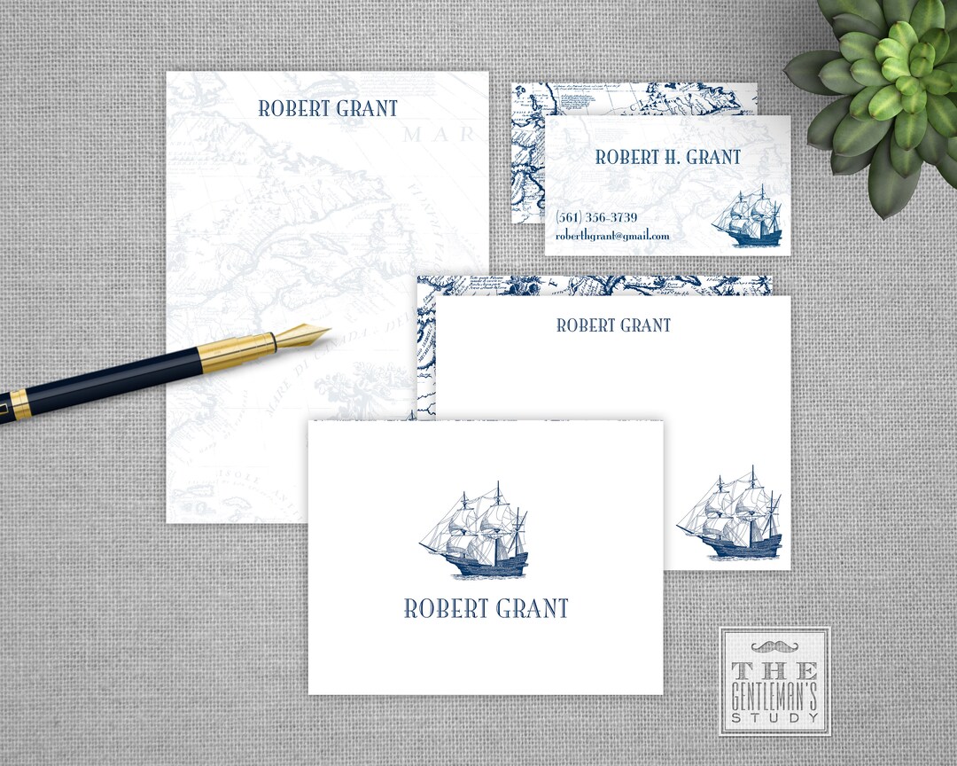 Clipper Ship Stationery Bundle • Nautical Notepad, Flat Notecards ...