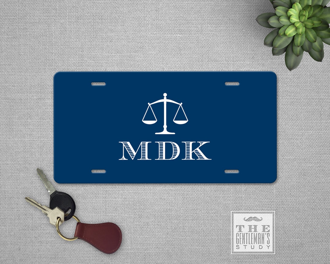 Scales of Justice Monogrammed License Plate - Lawyer Car Tag - Etsy