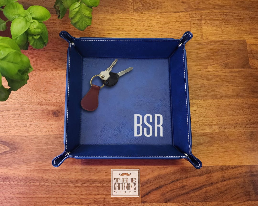 Oxford Monogram Valet Tray • Personalized Leatherette Catchall Tray ...