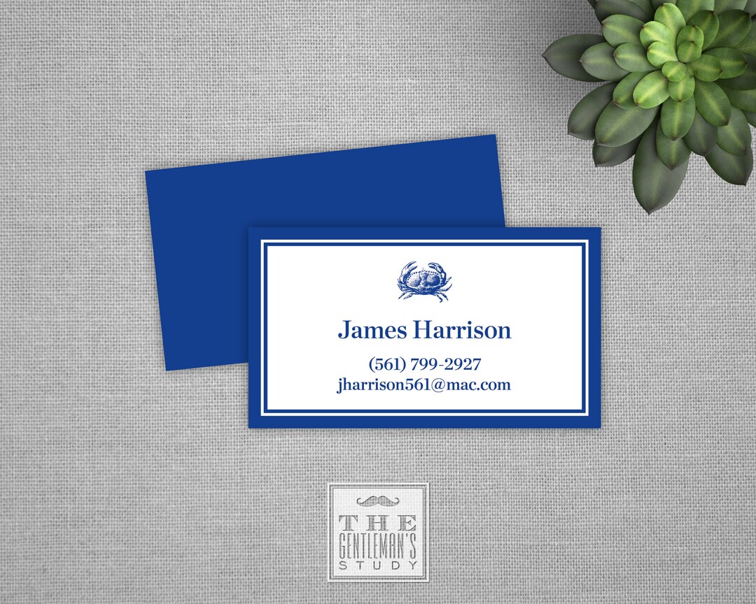 Blue Crab Calling Cards – Personalized Nautical Business Cards - Etsy