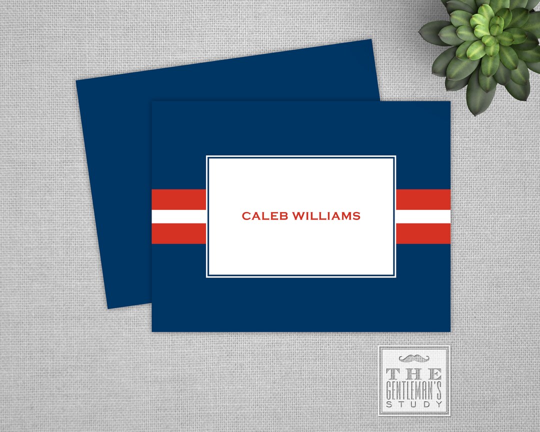 Manchester Folded Notecards Rugby Stripe Foldover Note Card Stationery ...