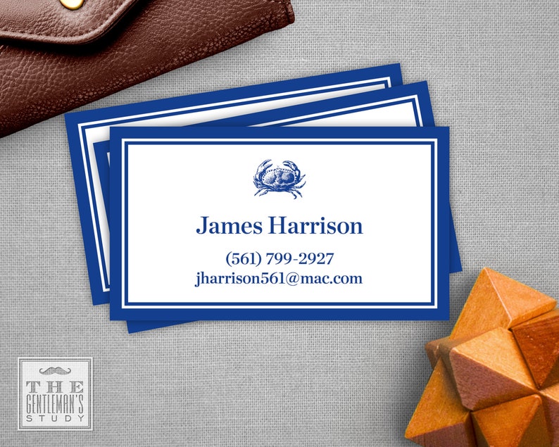 Blue Crab Calling Cards – Personalized Nautical Business Cards - Etsy