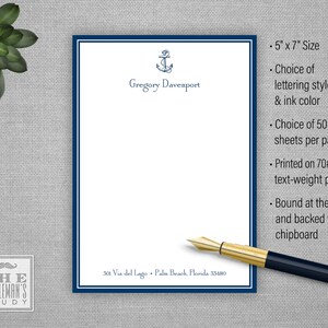 Anchor Stationery Bundle • Nautical Notepad, Flat Notecards, Folded ...