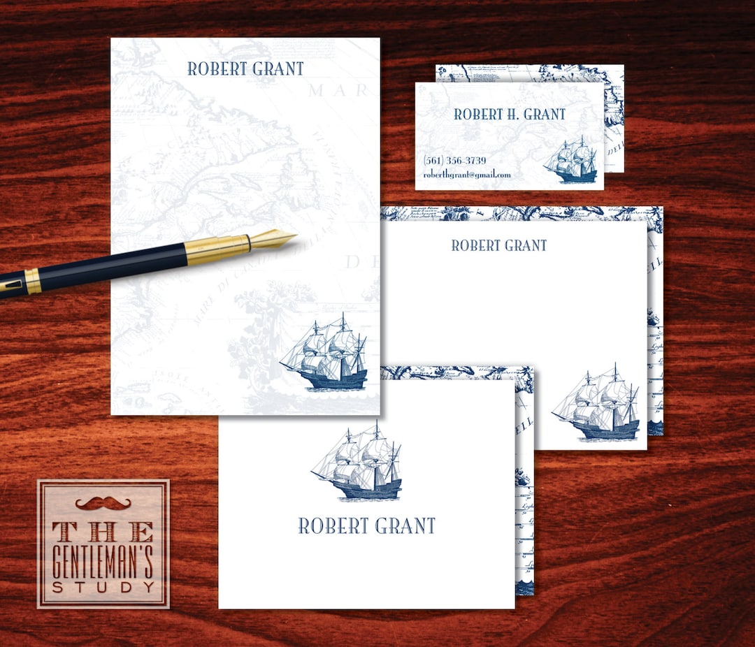 Clipper Ship Big Bundle Men's Nautical Stationery Set Notepad, Flat ...