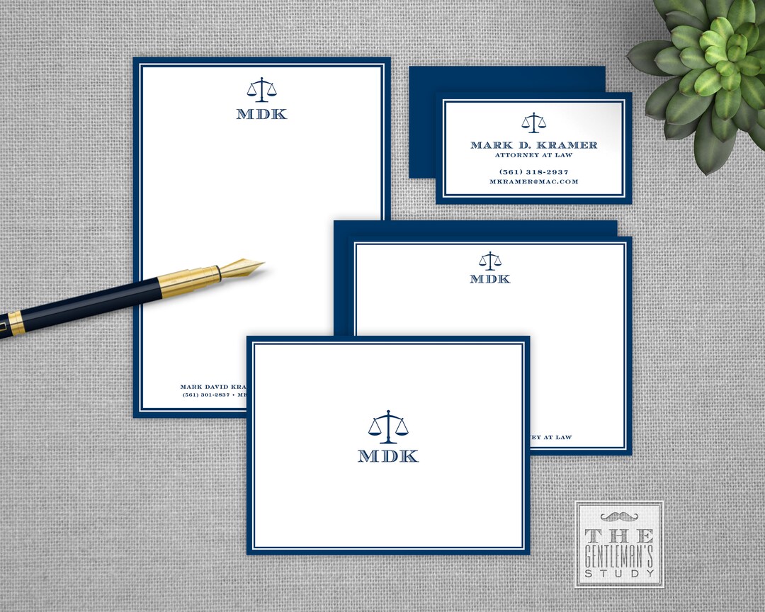 Scales of Justice Personalized Stationery Bundle - Notepad, Flat and ...