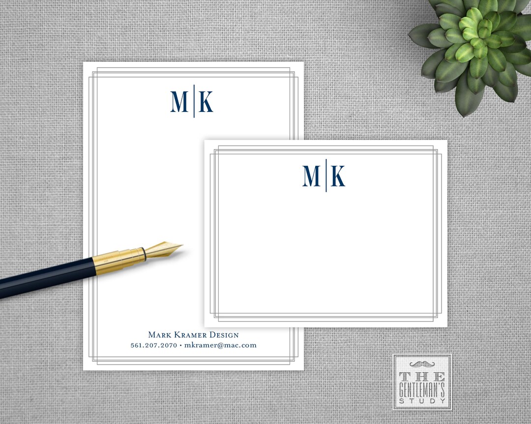 Empire Stationery Duo - Personalized Art Deco Notepad + Matching Flat ...