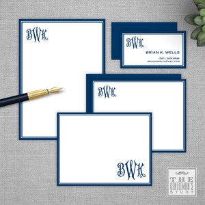 Regency Stationery Bundle • Monogrammed Notepad, Flat Notecards, Folded ...