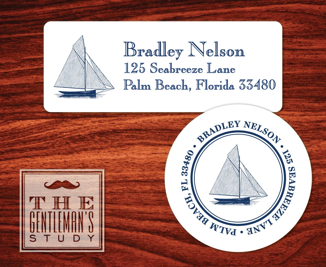 Sailboat Return Address Labels 1 X 2.625 Rectangular or 1.5, 2, 2.5 or ...