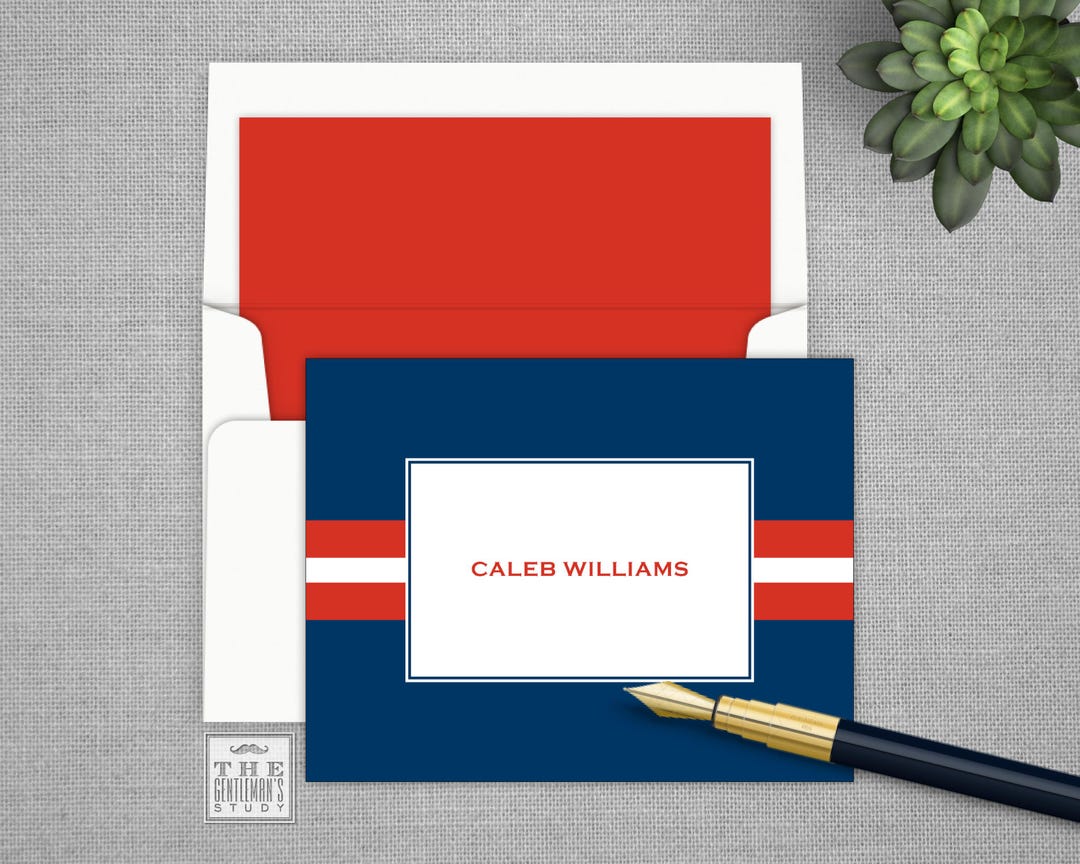 Manchester Folded Notecards - Rugby Stripe Foldover Note Card ...