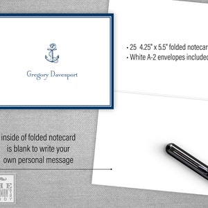 Anchor Stationery Bundle • Nautical Notepad, Flat Notecards, Folded ...