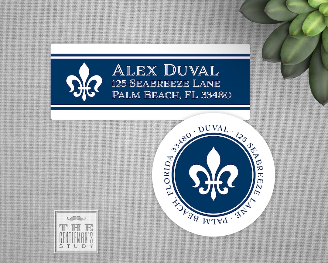 Fleur De Lis Return Address Labels 1 X 2.625 Rectangular or 1.5, 2, 2.5 ...