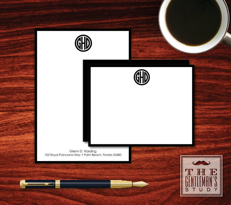 Circle Monogram Stationery Duo Matching Personalized Notepad - Etsy