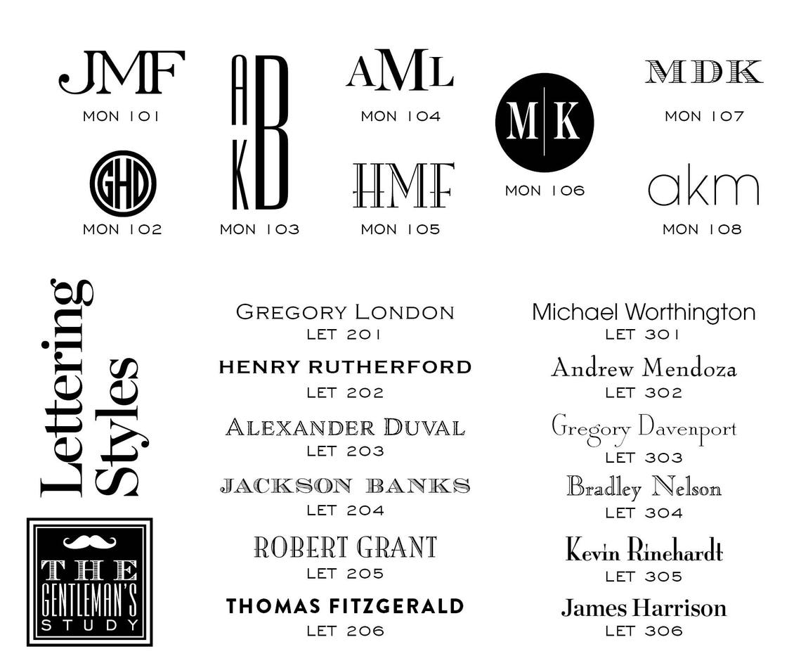 Regency Monogram Calling Cards Men's Personal Business | Etsy