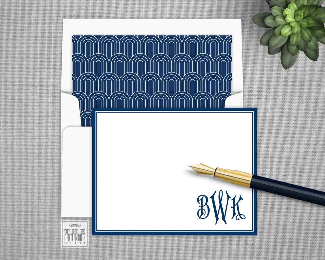 Regency Monogram Folded Note Cards - Personalized Notecard Stationery ...