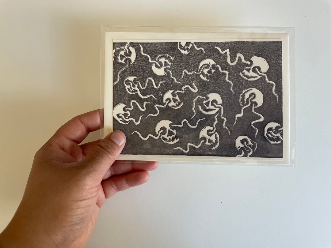 Skull and Snakes Linocut Print - Etsy