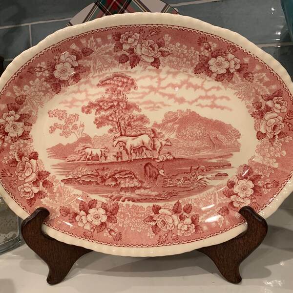 Red and White English Platter - Etsy