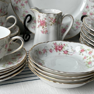 Antique Bavarian Pink Roses Plates Dinner Dessert/appetizer Plate Sets ...