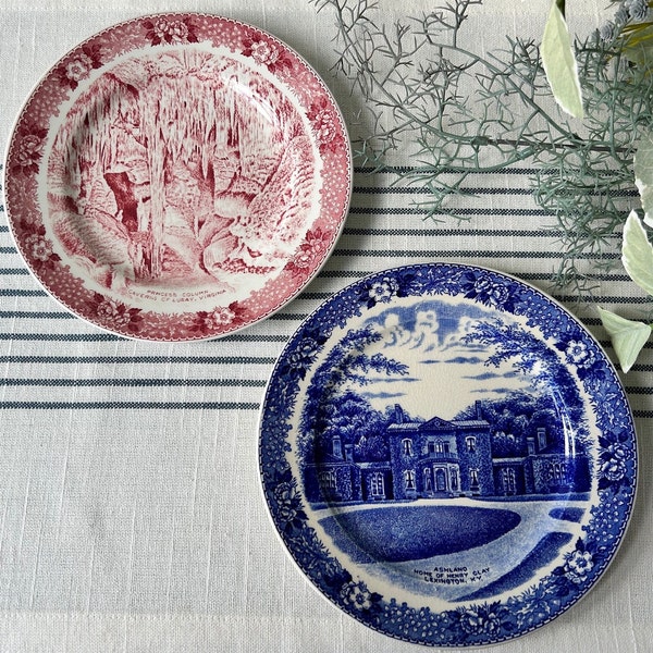 Red Transferware Plates - Etsy