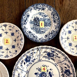 Vintage Blue & White Transferware Plates English Cottage ~ Gallery Wall ...