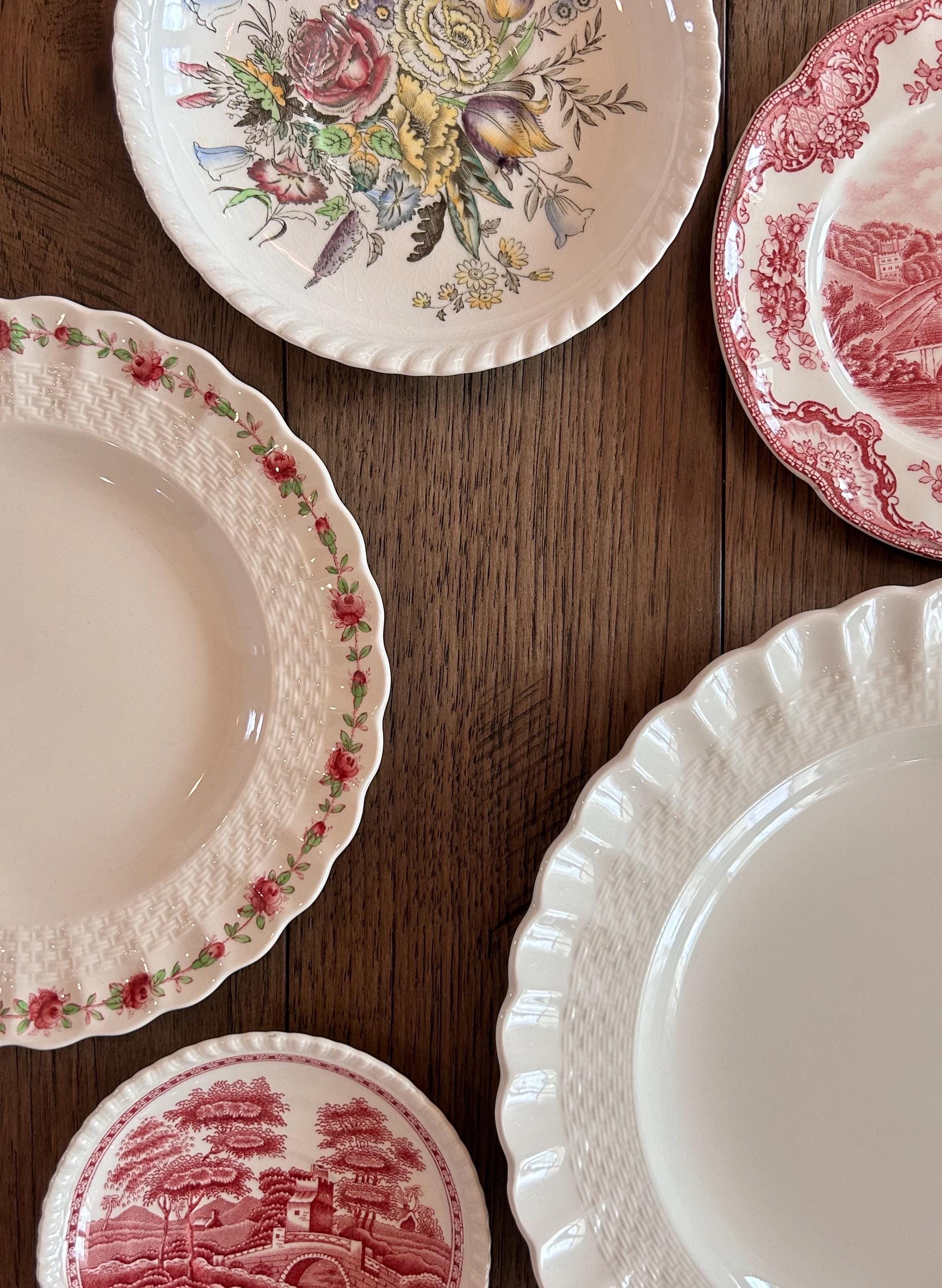 Vintage Pink, Red & White Plates Spode and Johnson Bros. Tableware ...