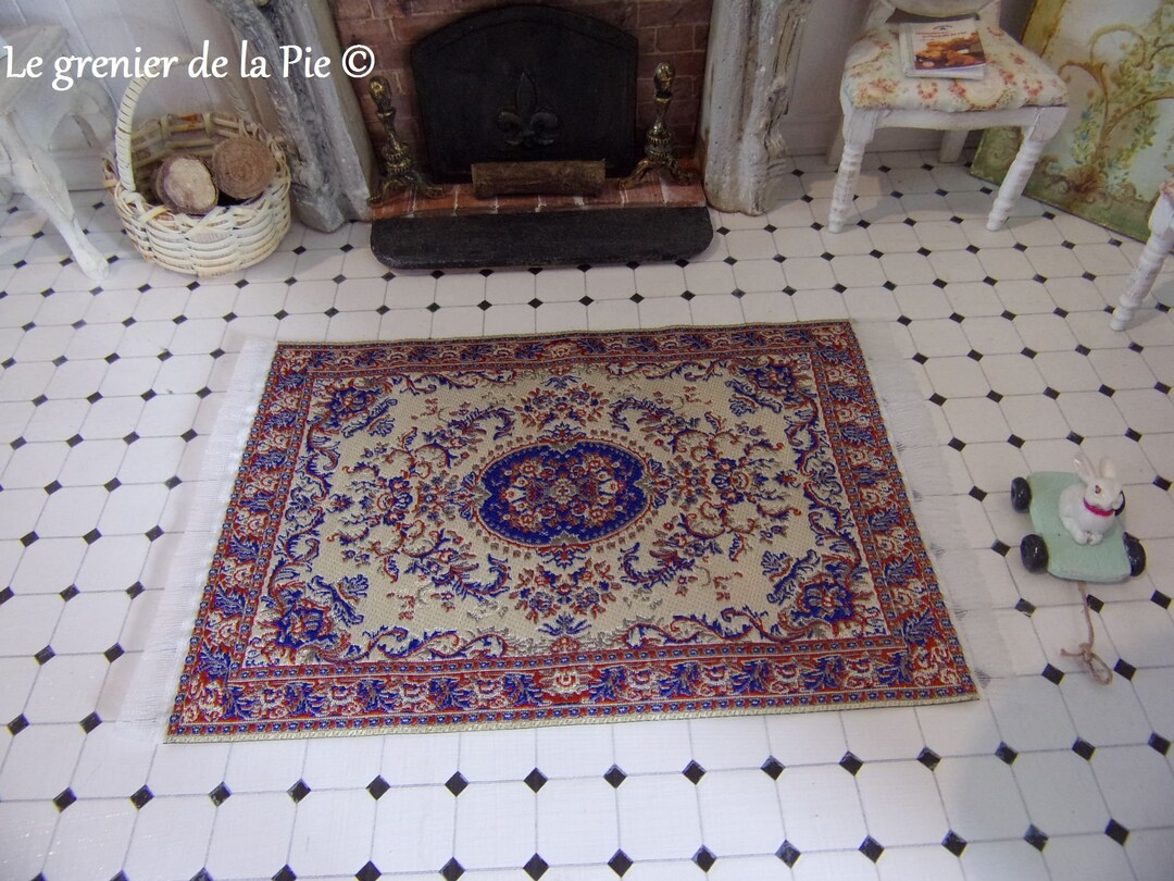 Miniature Persian Rug for Dollhouse Decoration Accessory Scale 1:12 1/ ...