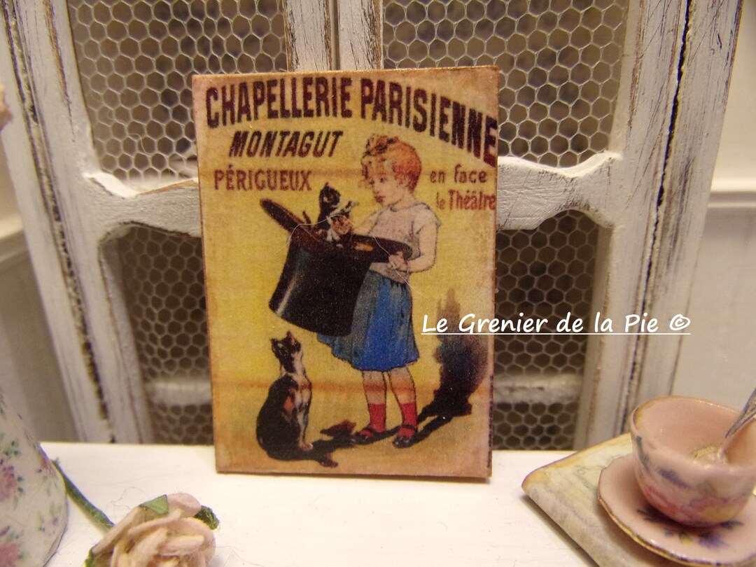 Miniature Wooden Plaque Advertising Parisian Millinery Table for ...
