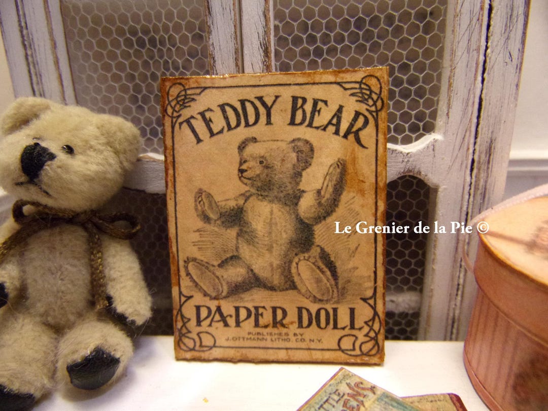 Miniature Poster Plaque, Teddy Bear Decoration, Dollhouse, 1:12 Scale ...