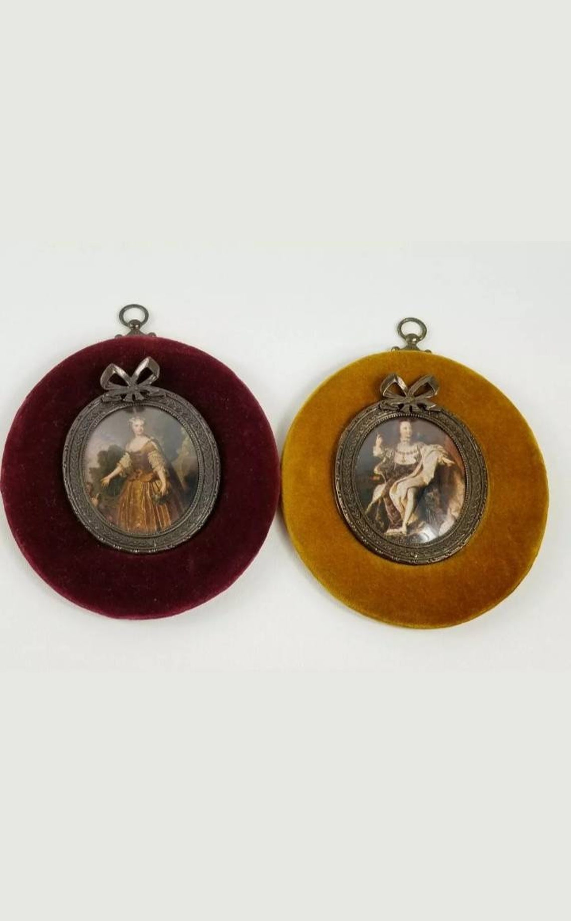 Pair Velvet Framed Round Louis XIV Style Wall Art Prints . - Etsy