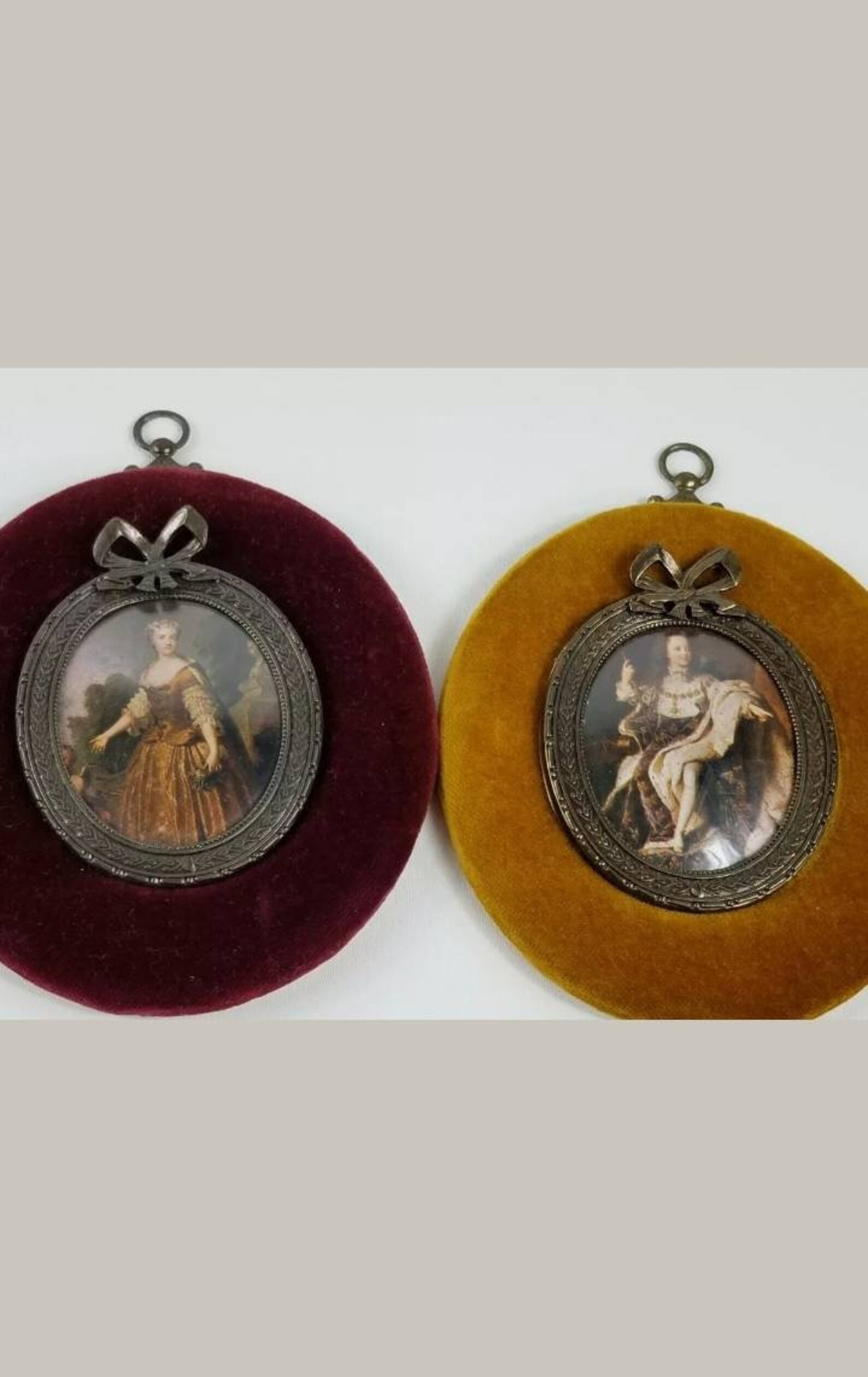 Pair Velvet Framed Round Louis XIV Style Wall Art Prints . - Etsy