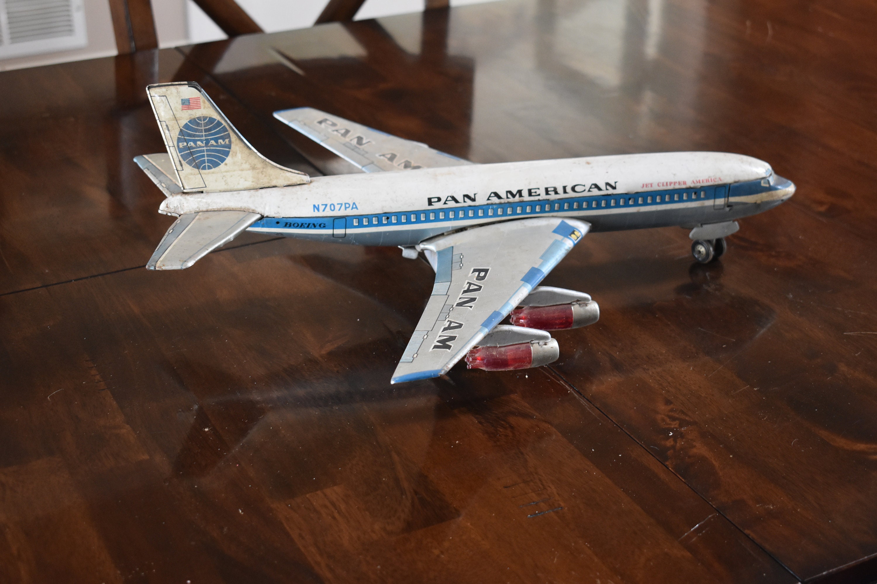 Pan American Boeing Jet Clipper Toy Airplane Battery Compartment ...