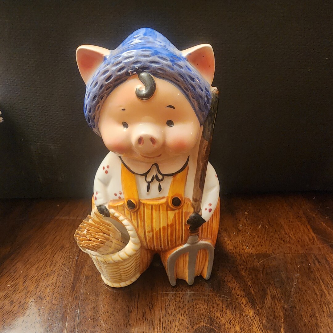 Rare Enesco Pig Toothpick-napkin Holder Farm Decor-original Foil Label ...