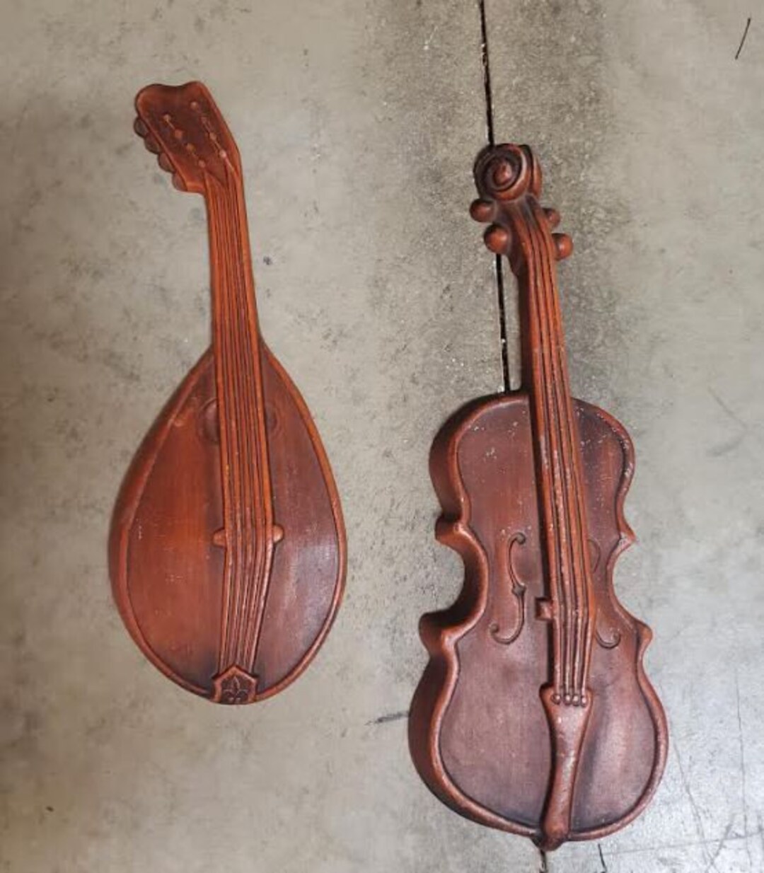 Vintage Royal Metal Wall Decor-music Mandolin & Violin/fiddle Deco - Etsy