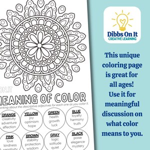 Mindful Meaning of Color Handout, Mandala Coloring Page, Social ...