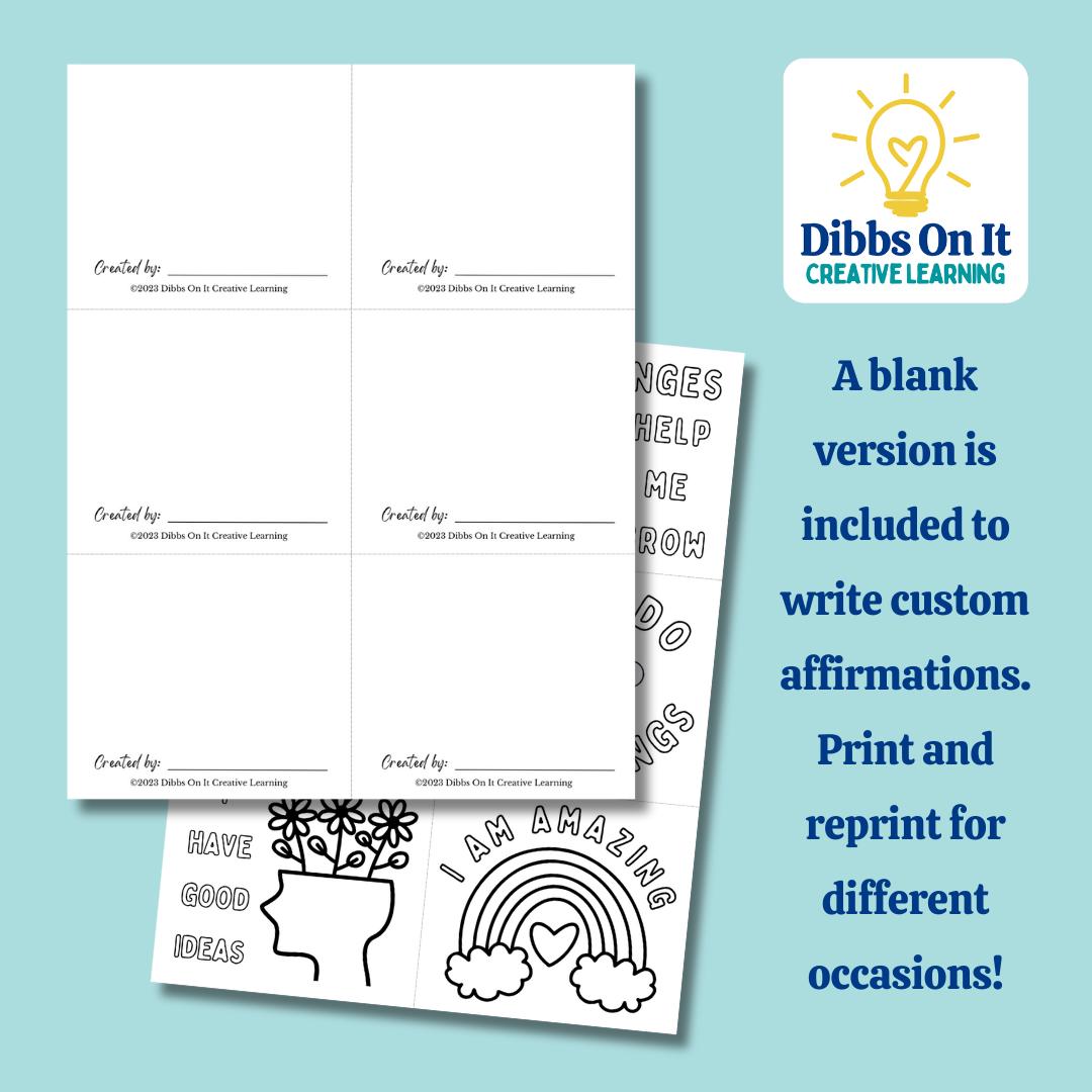 Colorable Positive Affirmation Cards Printable | SEL Activity ...
