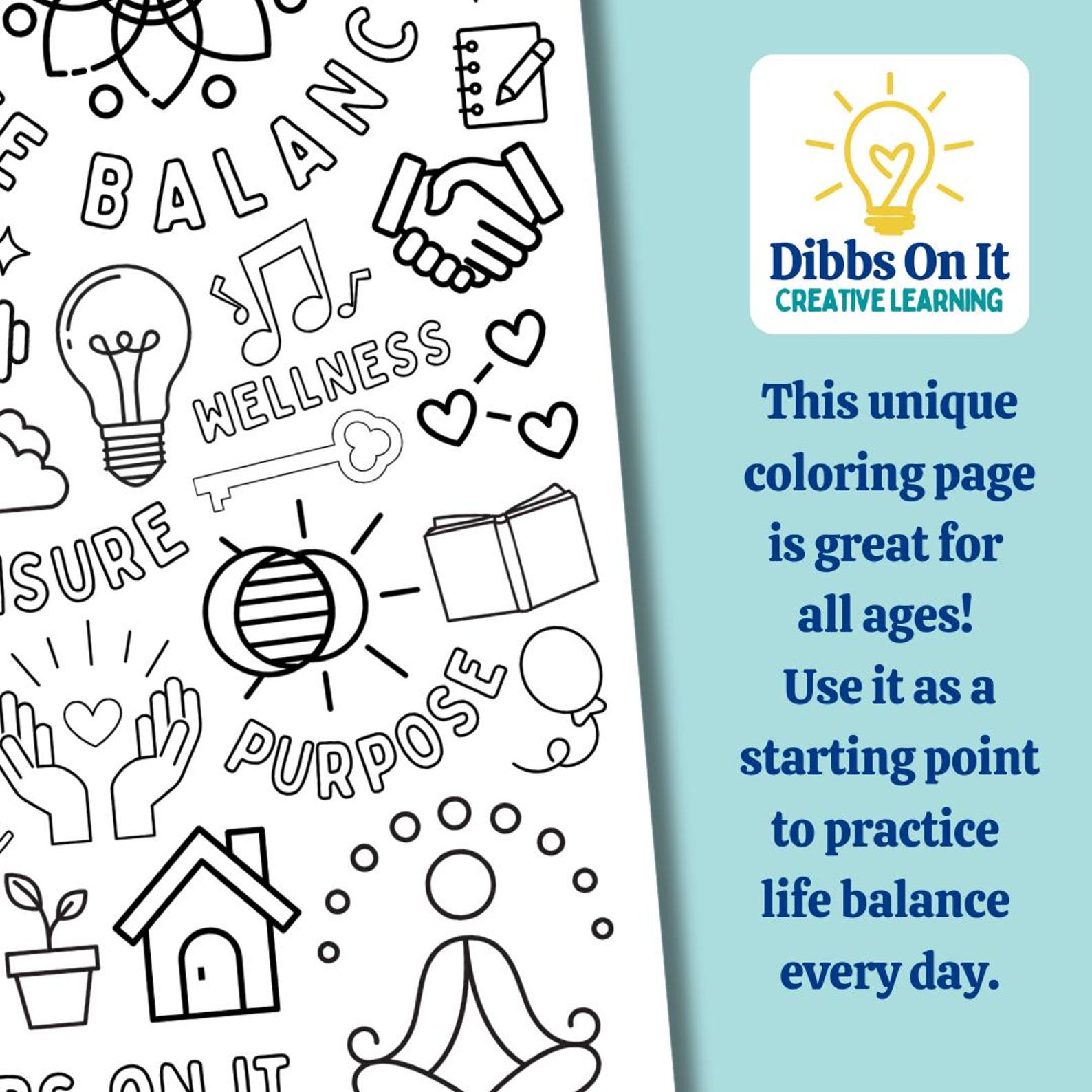 Mindfulness Coloring Page & Life Balance Activity | SEL Printable ...