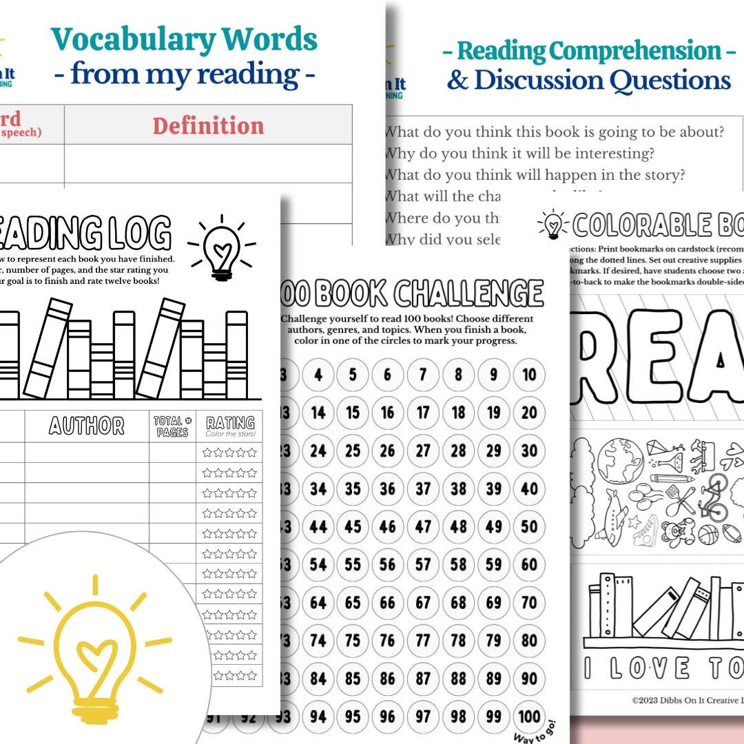 Reading Resource Bundle Printable | Book Log, Reading Challenge ...