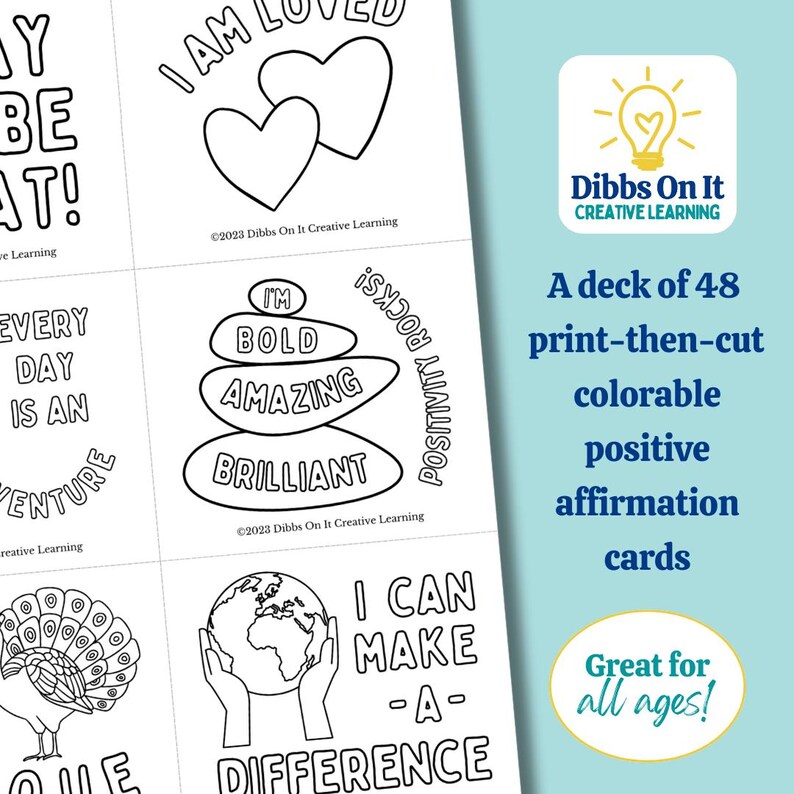 Colorable Positive Affirmation Cards Printable | SEL Activity ...