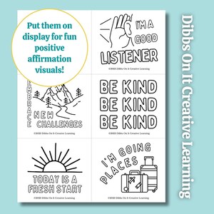Mindful Positive Affirmation Cards, Colorable Family-friendly Deck ...