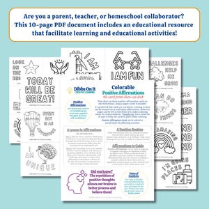 Mindful Positive Affirmation Cards, Colorable Family-friendly Deck ...