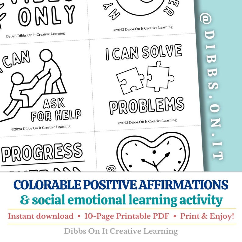 Colorable Positive Affirmation Cards Printable | SEL Activity ...