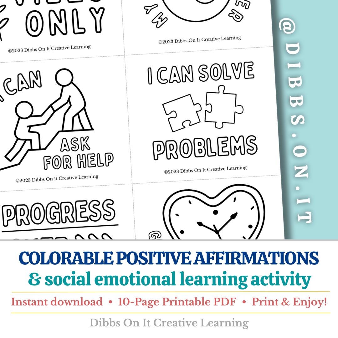 Colorable Positive Affirmation Cards Printable | SEL Activity ...