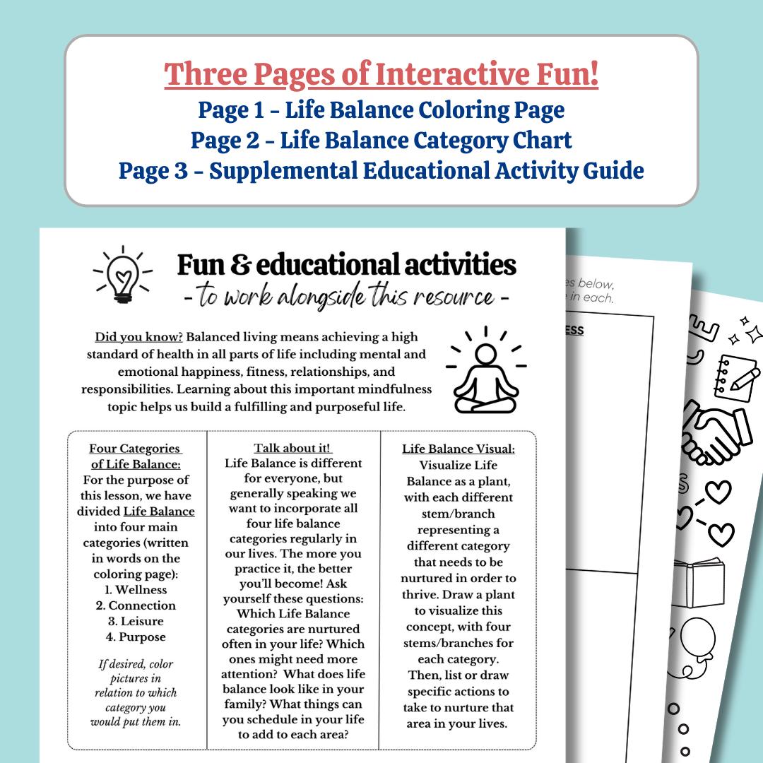 Mindfulness Coloring Page & Life Balance Activity | SEL Printable ...