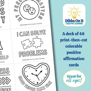 Mindful Positive Affirmation Cards, Colorable Family-friendly Deck ...