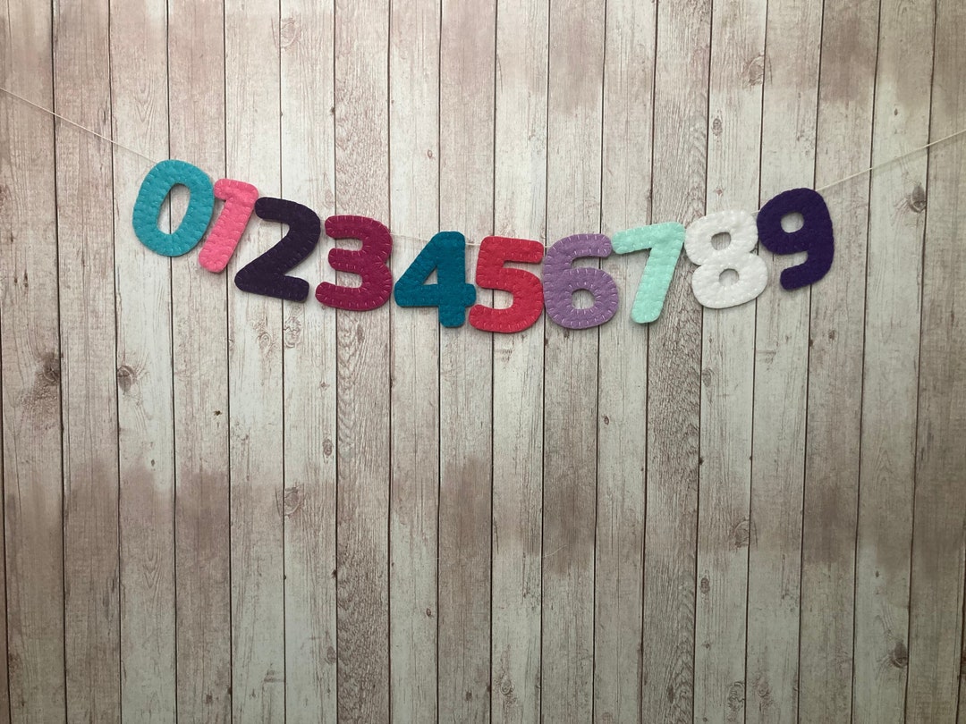 Felt Numbers Banner in Unicorn Colors, Felt Board Learning Numbers ...