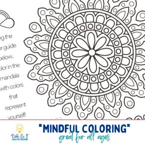Mindful Mandala Coloring Page, the Meaning of Color Worksheet, Digital ...