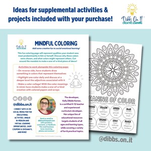 Mindful Mandala Coloring Page, the Meaning of Color Worksheet, Digital ...